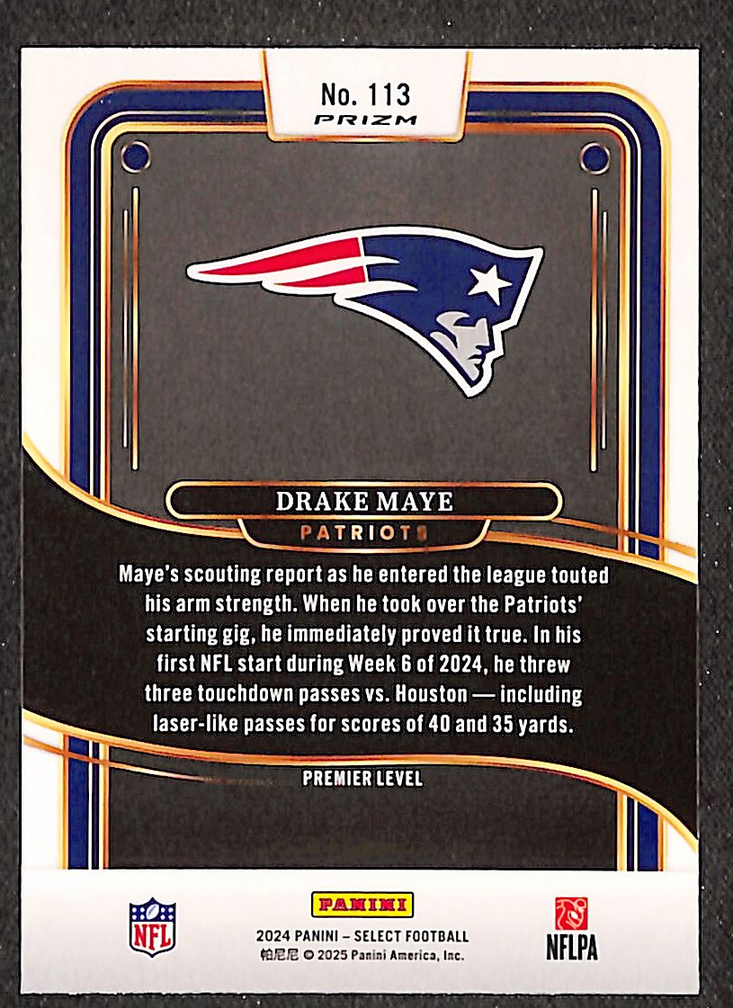 Drake Maye 2024 Panini Select Green Yellow #113 – The Sports Shaq