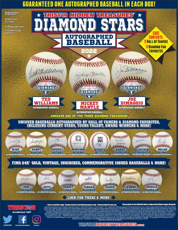 2022 Tristar Hidden Treasures Baseball Diamond Stars Auto Baseballs ...